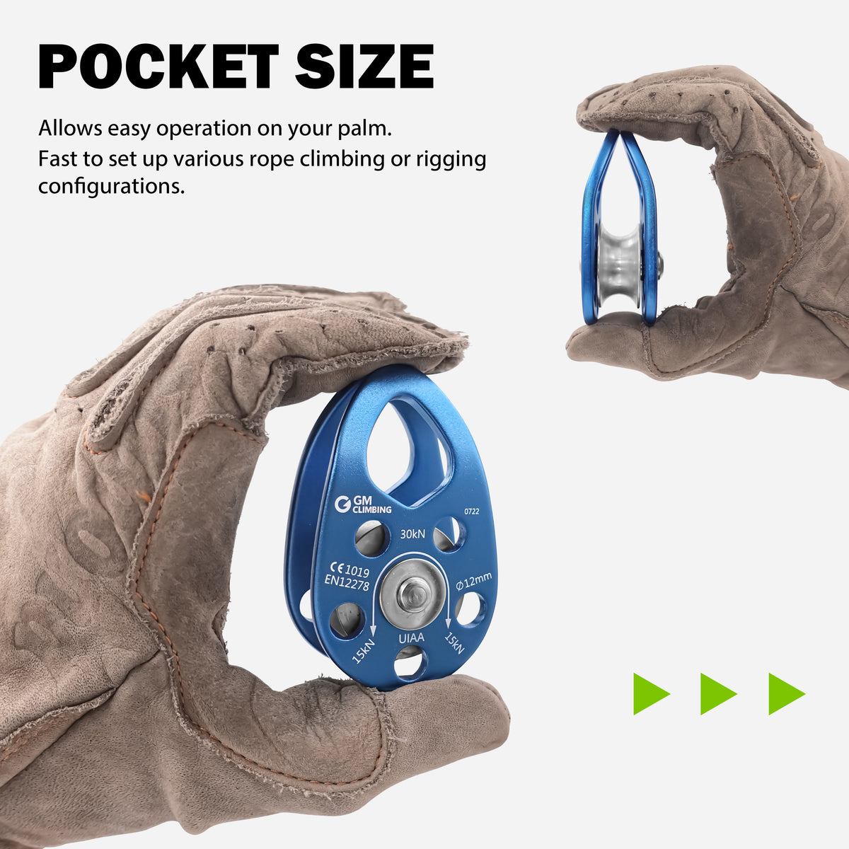 30kN Swing Cheek Micro Pulley Blue-Ball Bearing General Purpose – GM ...