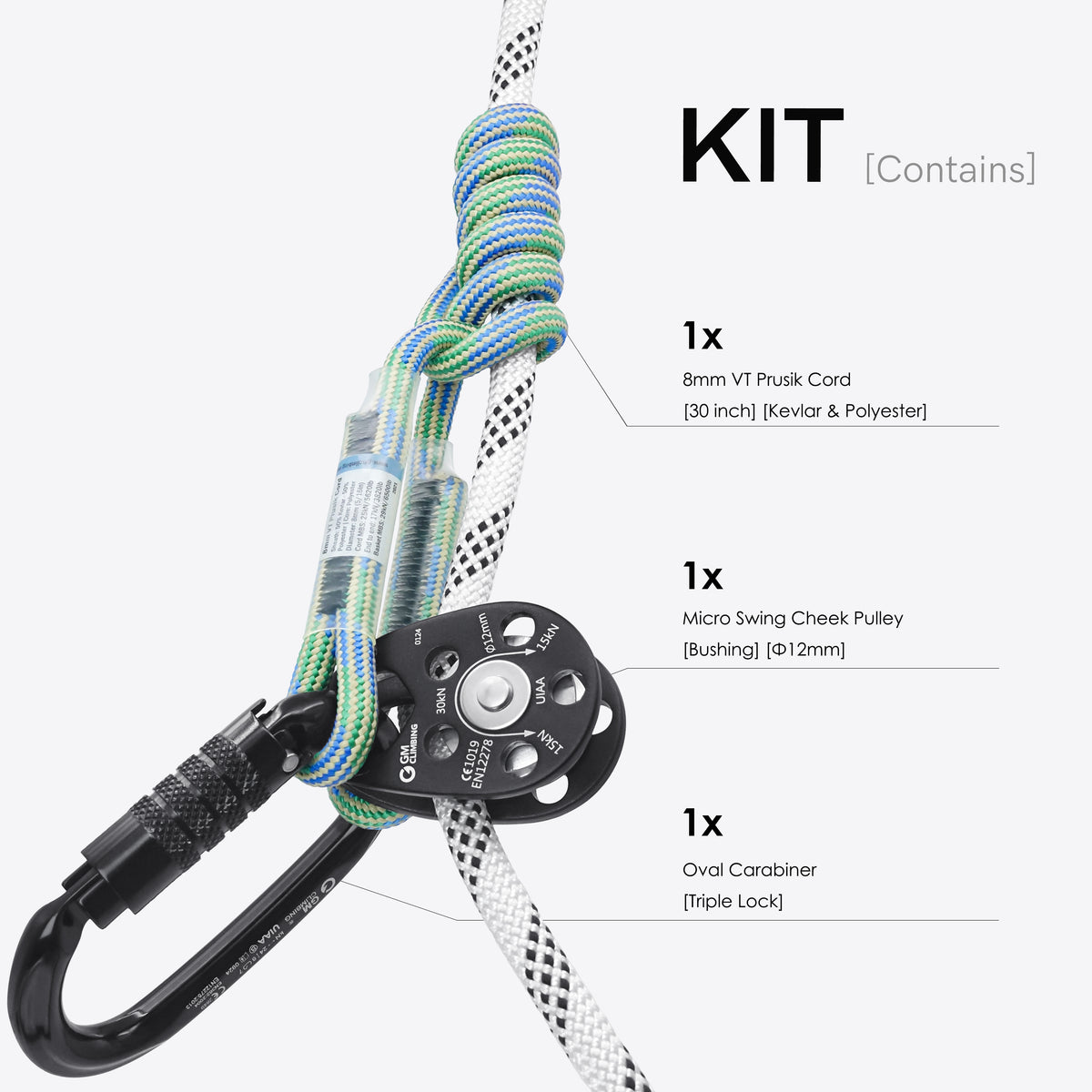 Hitch Slack Tending Pulley Kit - Micro Swing Cheek Pulley, Triple Lock ...